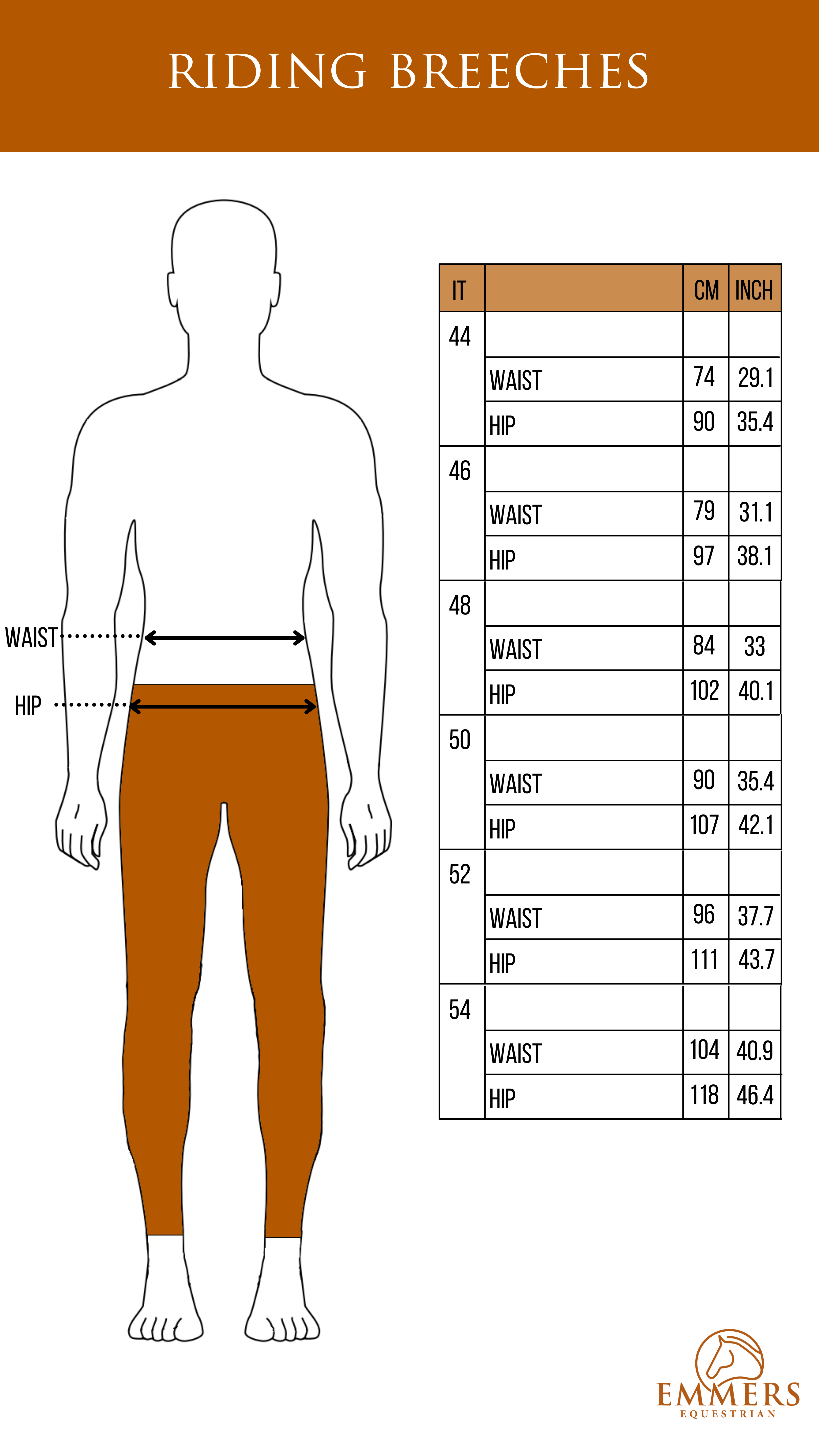 Size chart Ego 7 | Emmers Equestrian