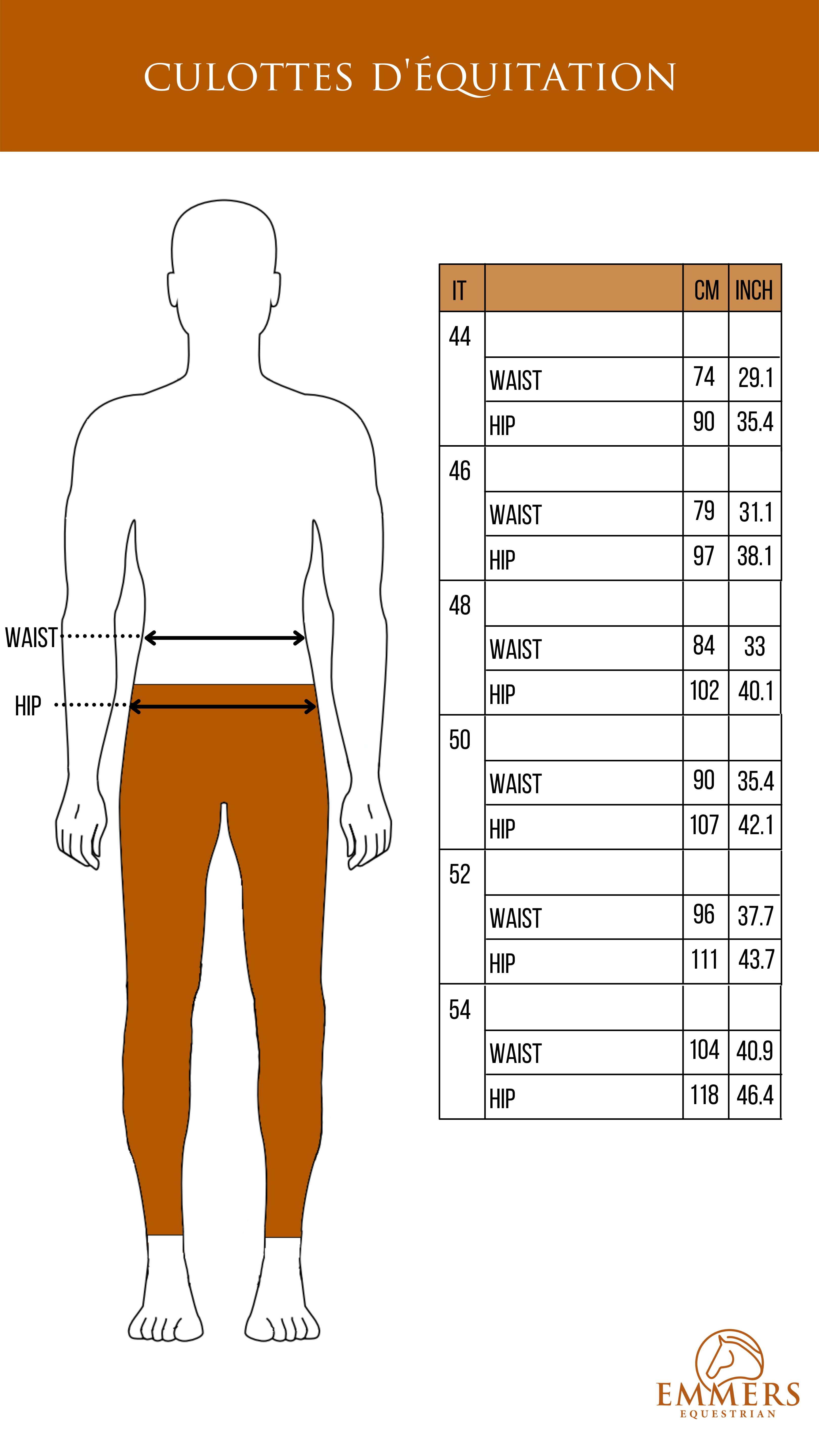 Tableau des tailles Equiline | Emmers Equestrian