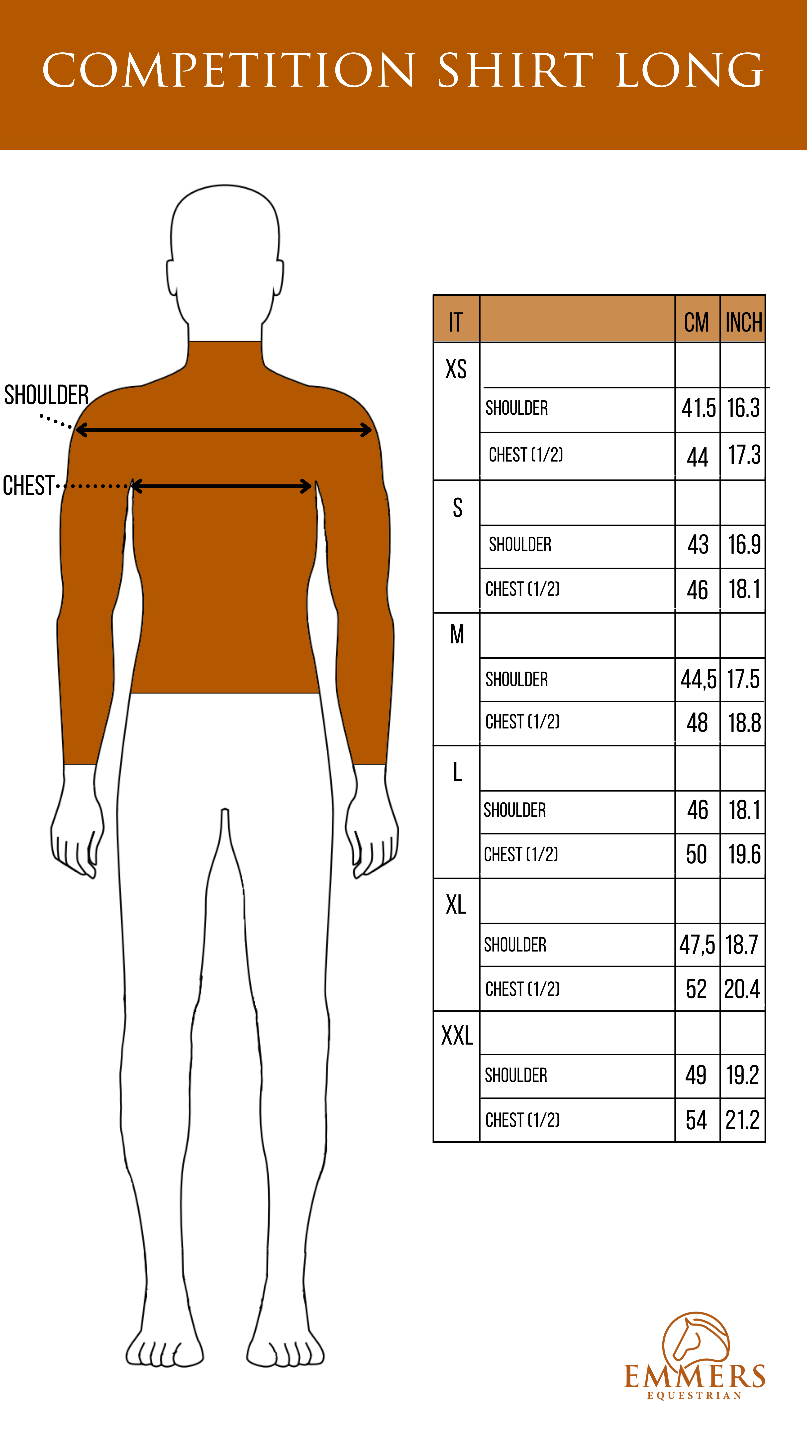 Size chart Equiline | Emmers Equestrian