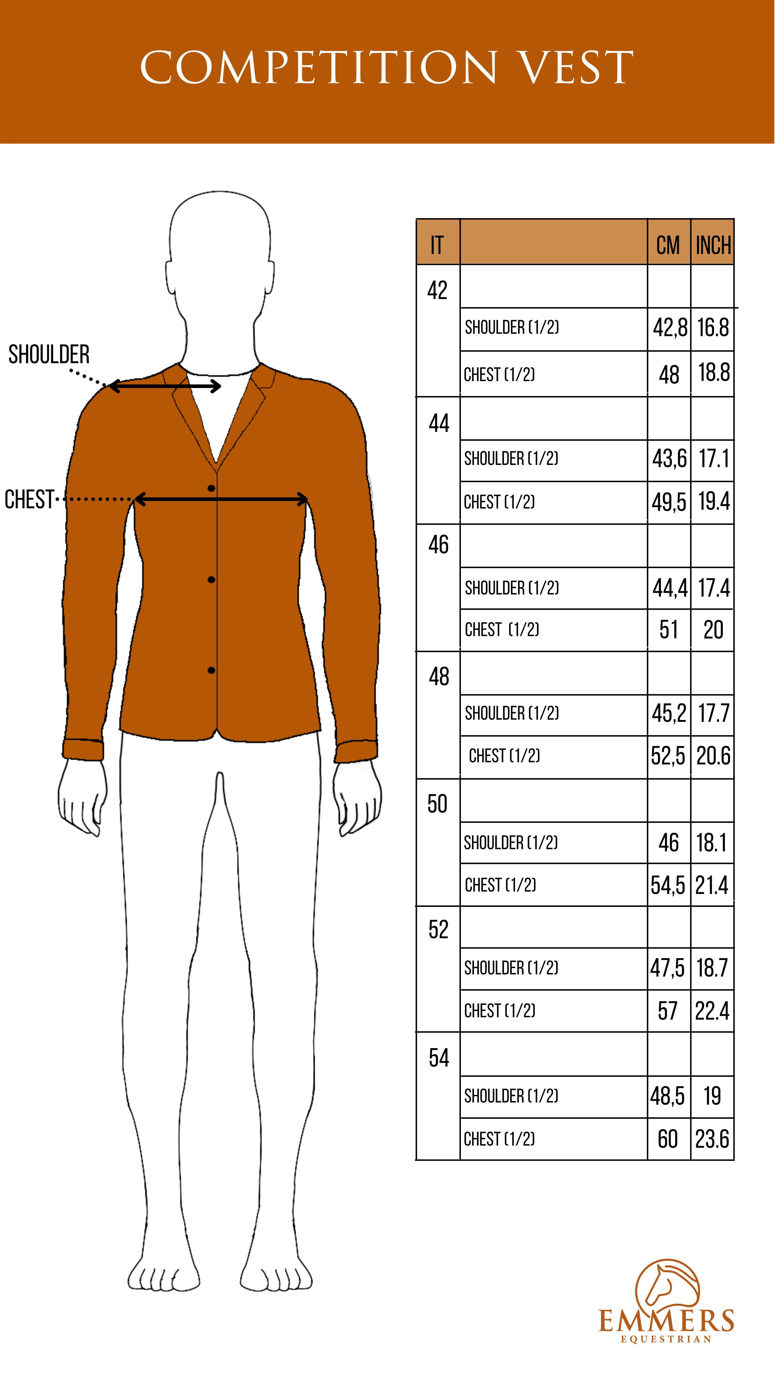 Size chart Equiline | Emmers Equestrian