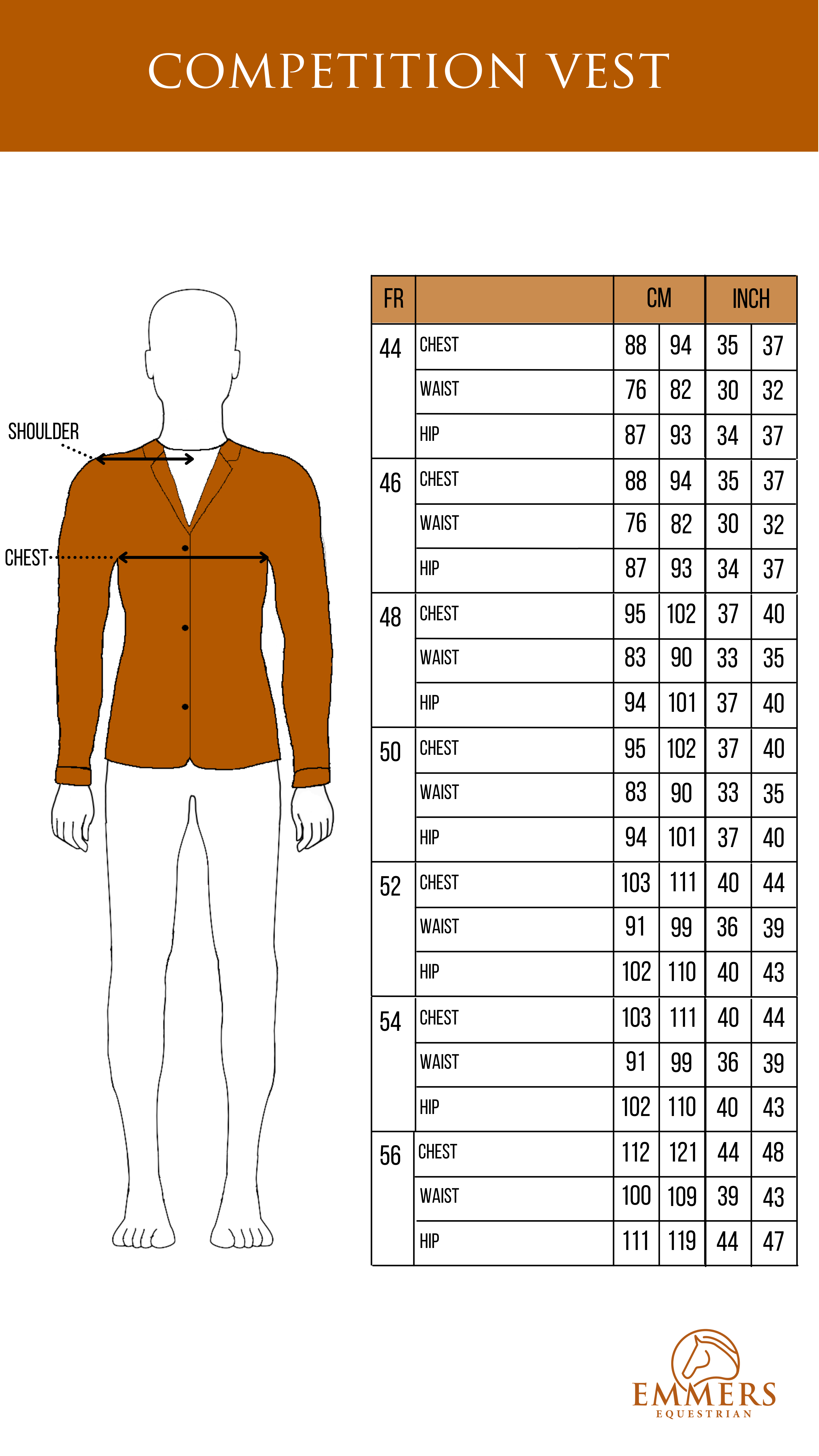 Size chart Samshield | Emmers Equestrian