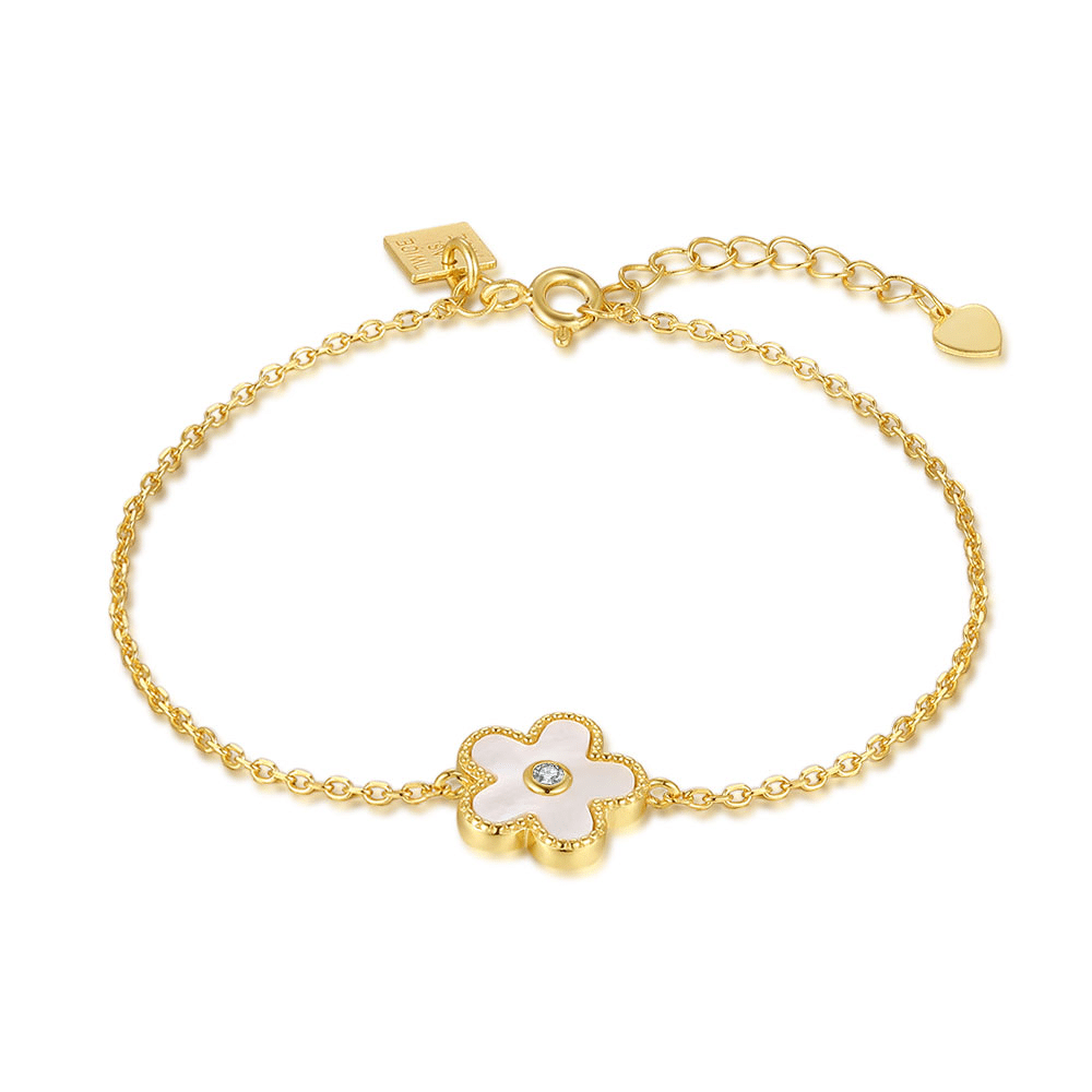 Gold-coloured silver bracelet, flower shape | Twice As Nice
