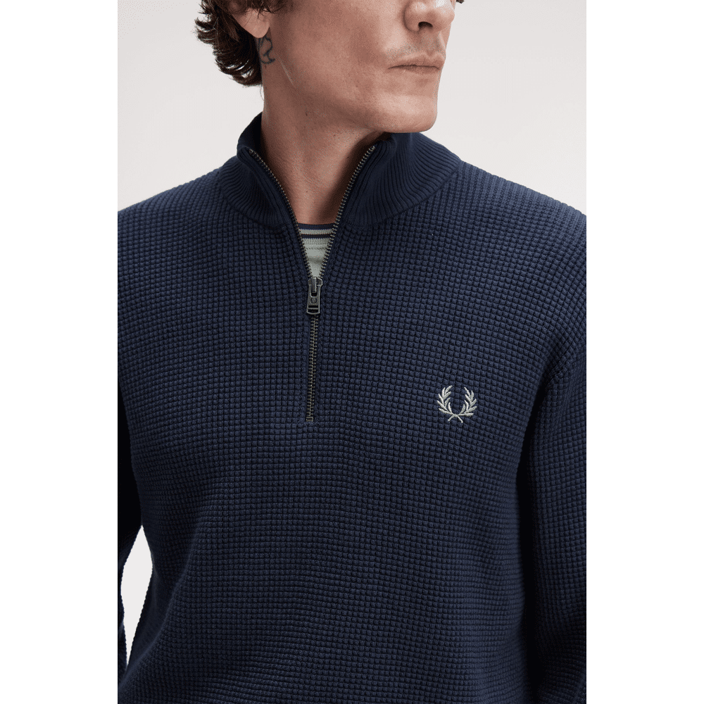 Fred Perry - WAFFLE STITCH HALF ZIP JUMPER