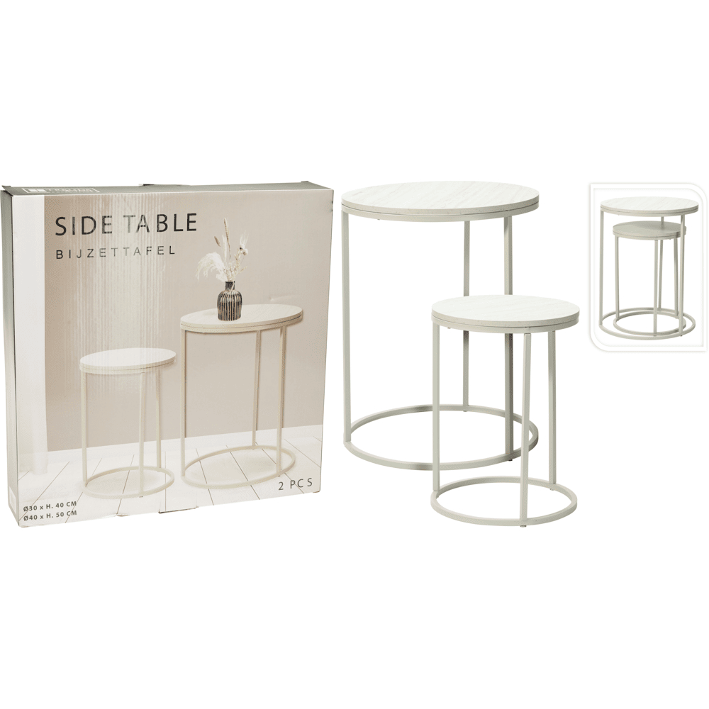 Bijzettafel Ijzer Met Hout | Industriële Ronde Tafel