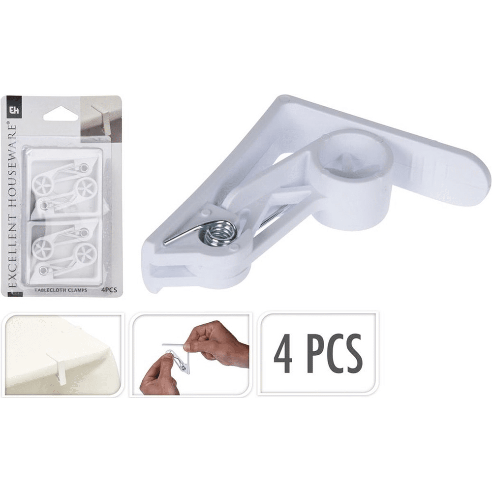 Tafelkleedklemmen Set 4 stuks Wit