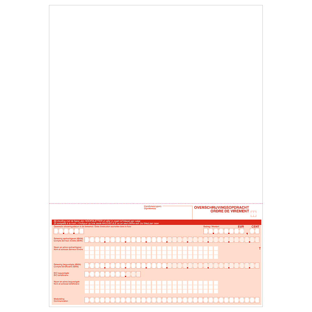Overschrijvingsformulier A4 Sepa NL-FR 500 Vellen - Papierwaren - AVA.be