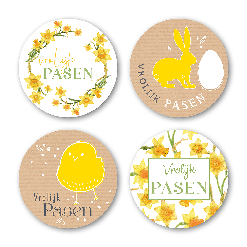 JESO Cards Cadeausticker "Vrolijk Pasen" 500 Stuks - Geschenkverpakking ...