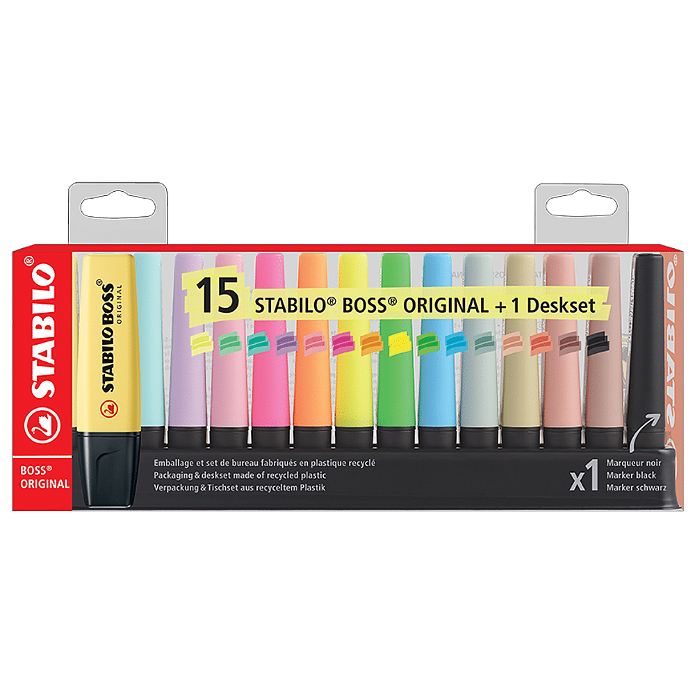 Stabilo Boss Original Marqueur Deskset 15 Pièces
