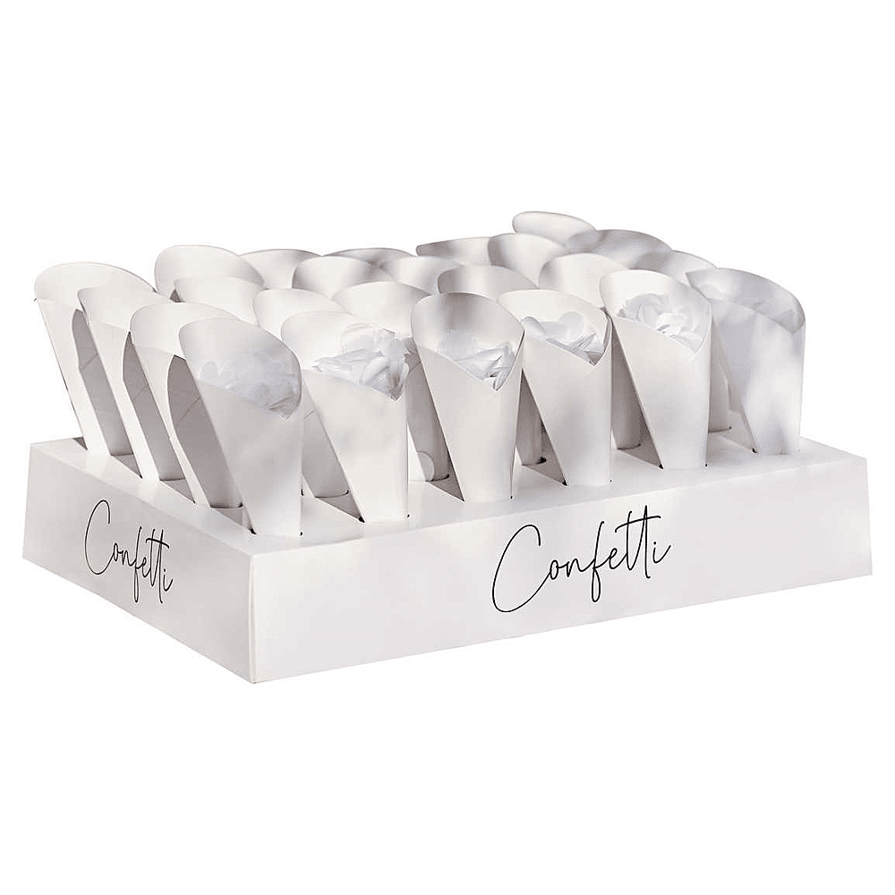 Plateau Avec Cones En Papier Blanc 32x23x5,5cm 24 Cones - Articles ...