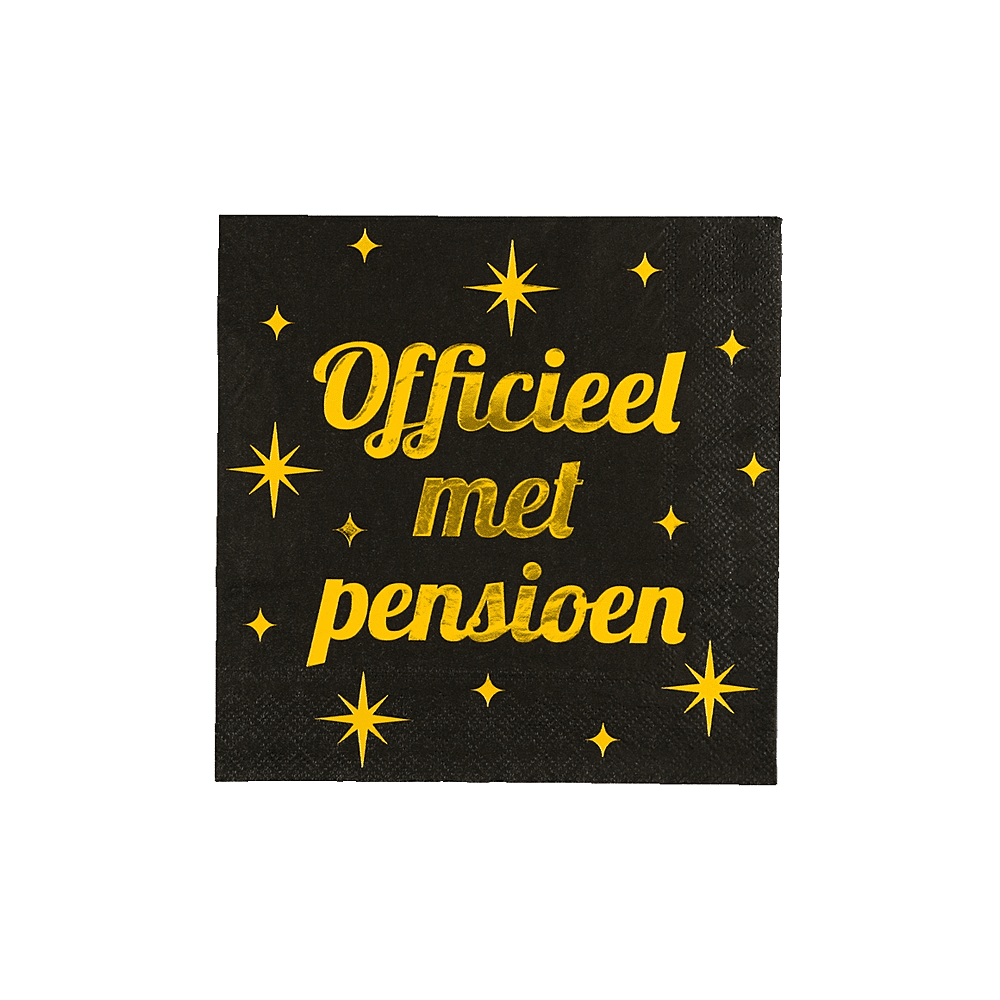 Servetten "Officieel Met Pensioen" 19x17cm 16 Stuks