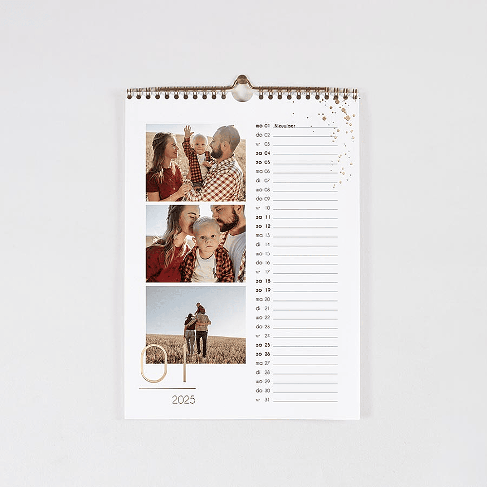 Prachtige jaarkalender met goudfolie en foto's - Mijn ontwerp - AVA.be