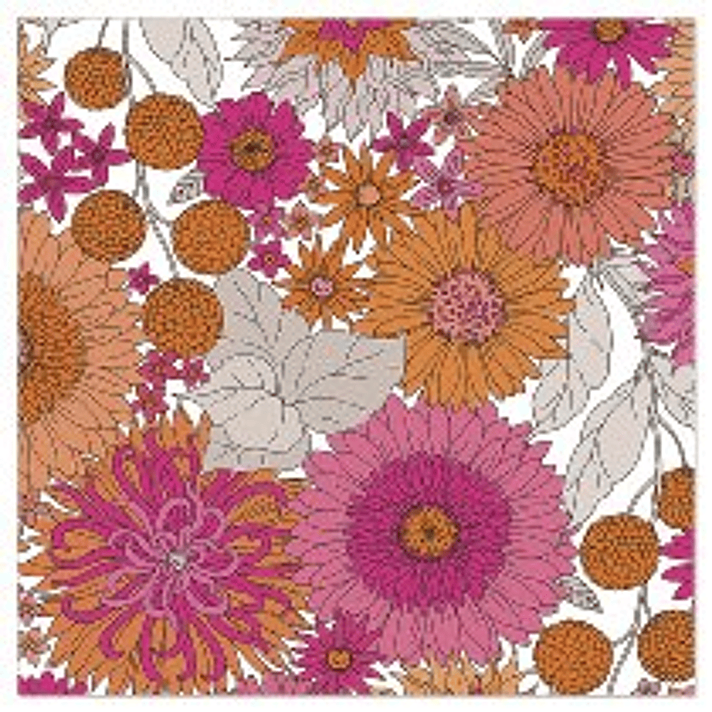 Servetten Fel Roze Bloemen 33x33cm 20 Stuks - Servetten - AVA.be