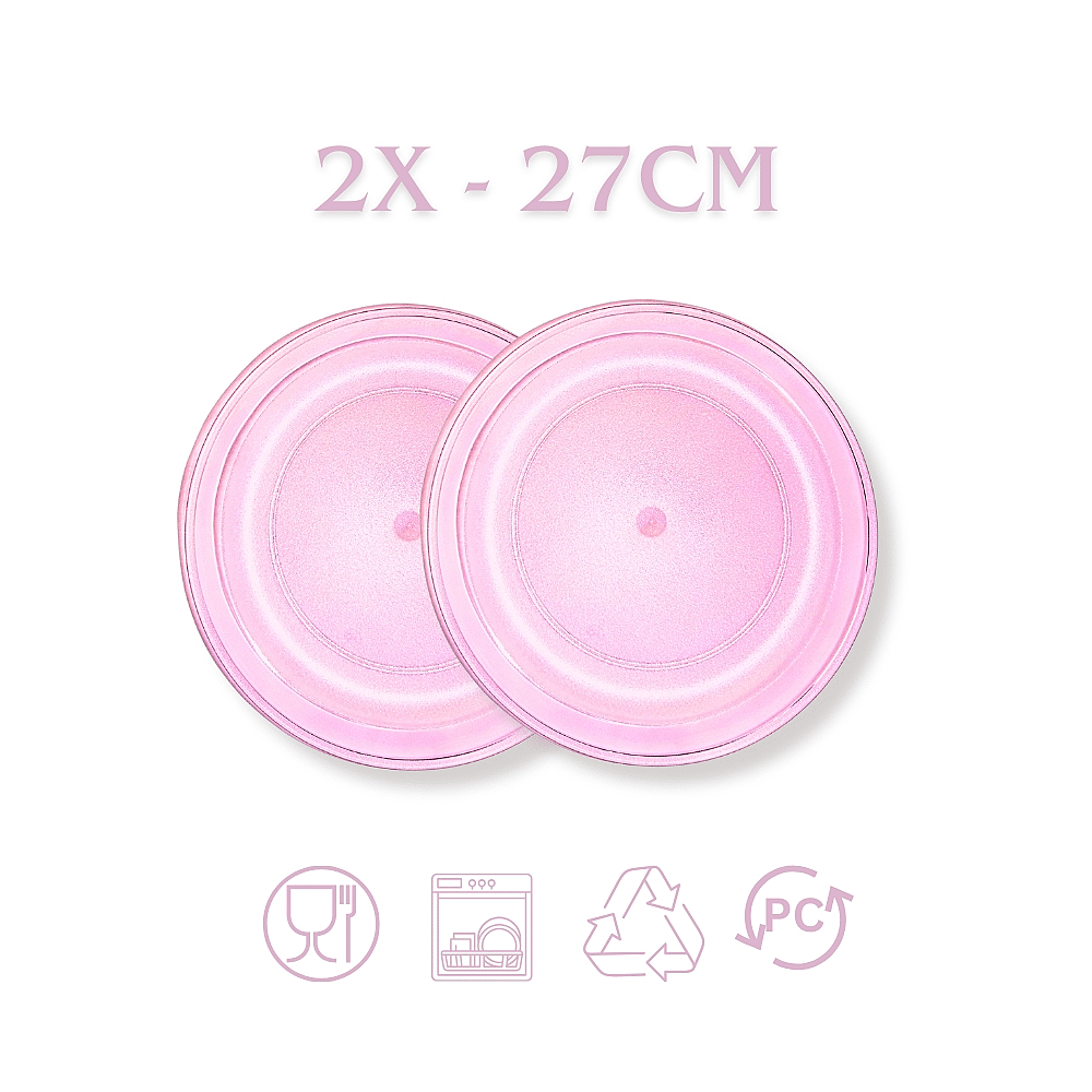 Bord Herbruikbaar Polycarbonaat Roze Ø 27cm 2 Stuks