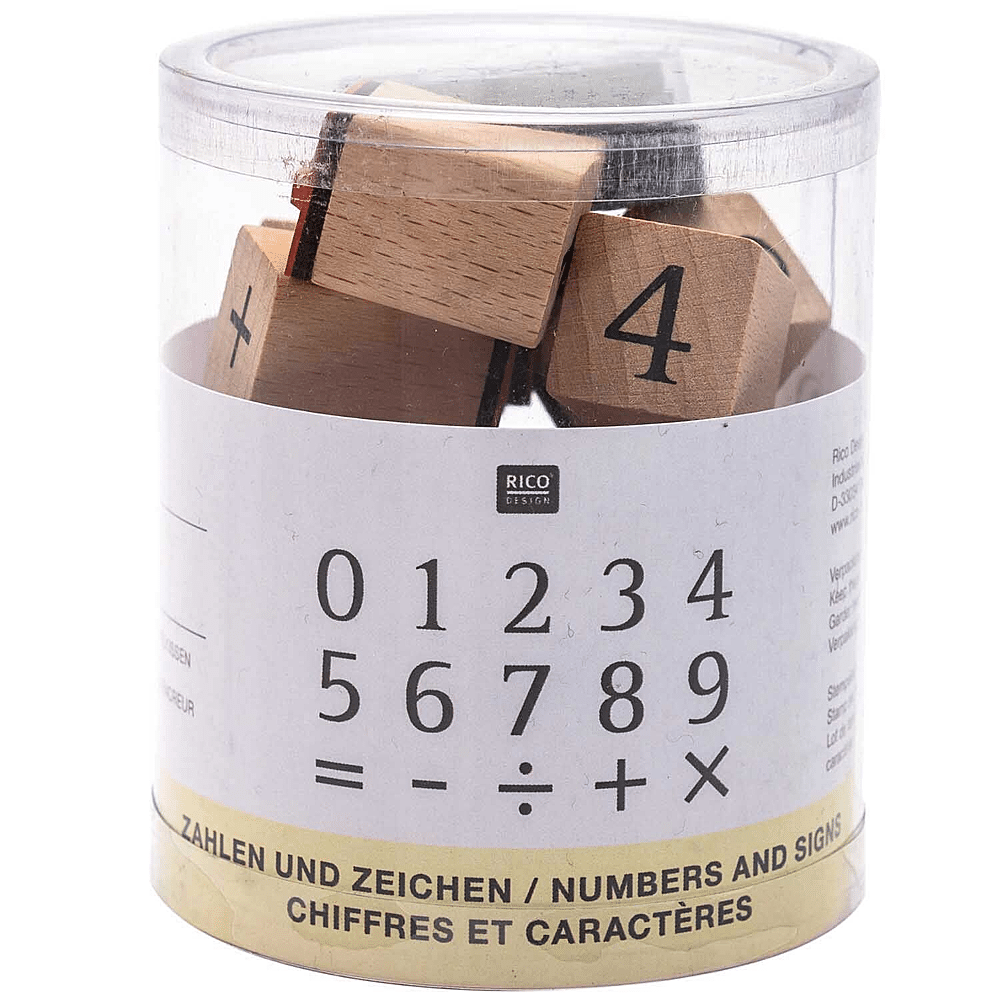 Kit À Tamponner Chiffres Et Symboles 2x2cm + Encreur Noir 15 Pièces
