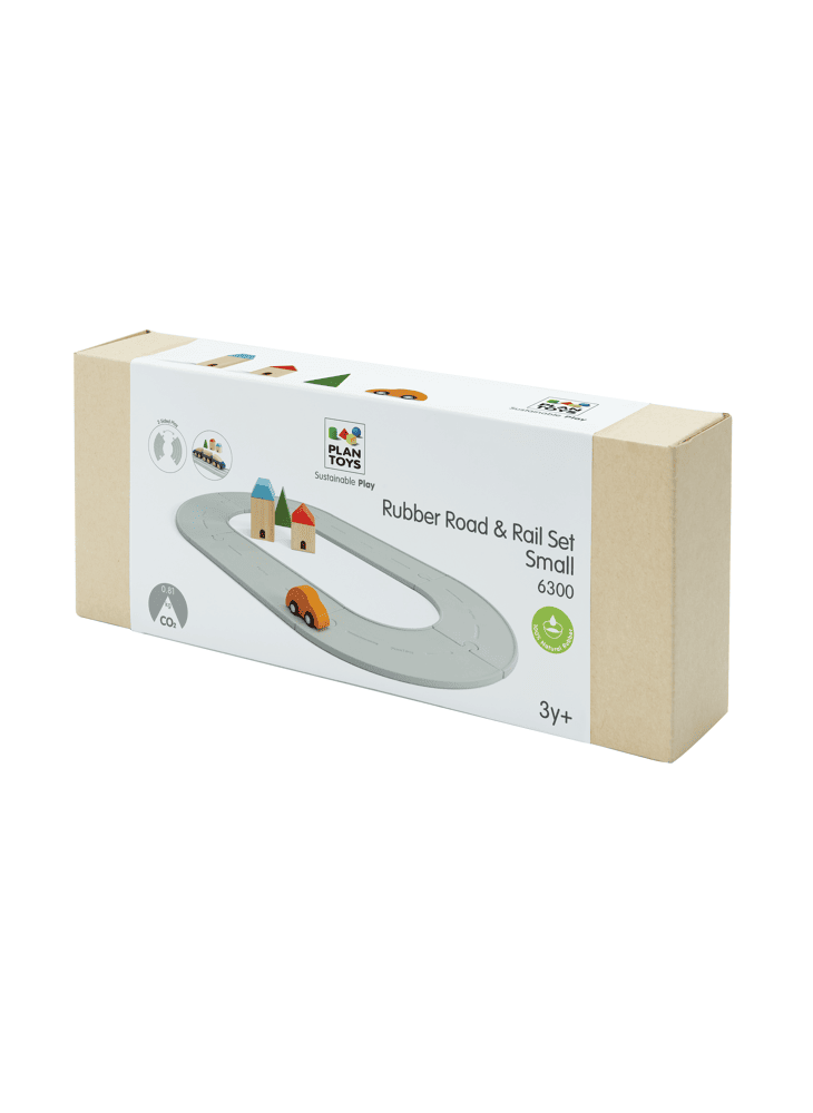 Plan Toys - Rubber road & rail - Kleine set - 6300